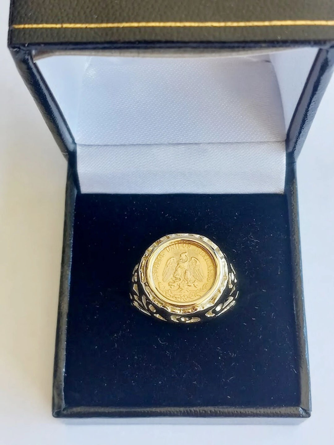 Mexican Gold Coin Ring, Dos Pesos Gold Ring, Gold Coin Ring, 2 Pesos ...