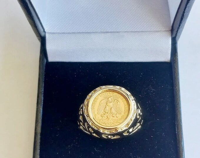 Mexican Gold Coin Ring, Dos Pesos Gold Ring, Gold Coin Ring, 2 Pesos ...