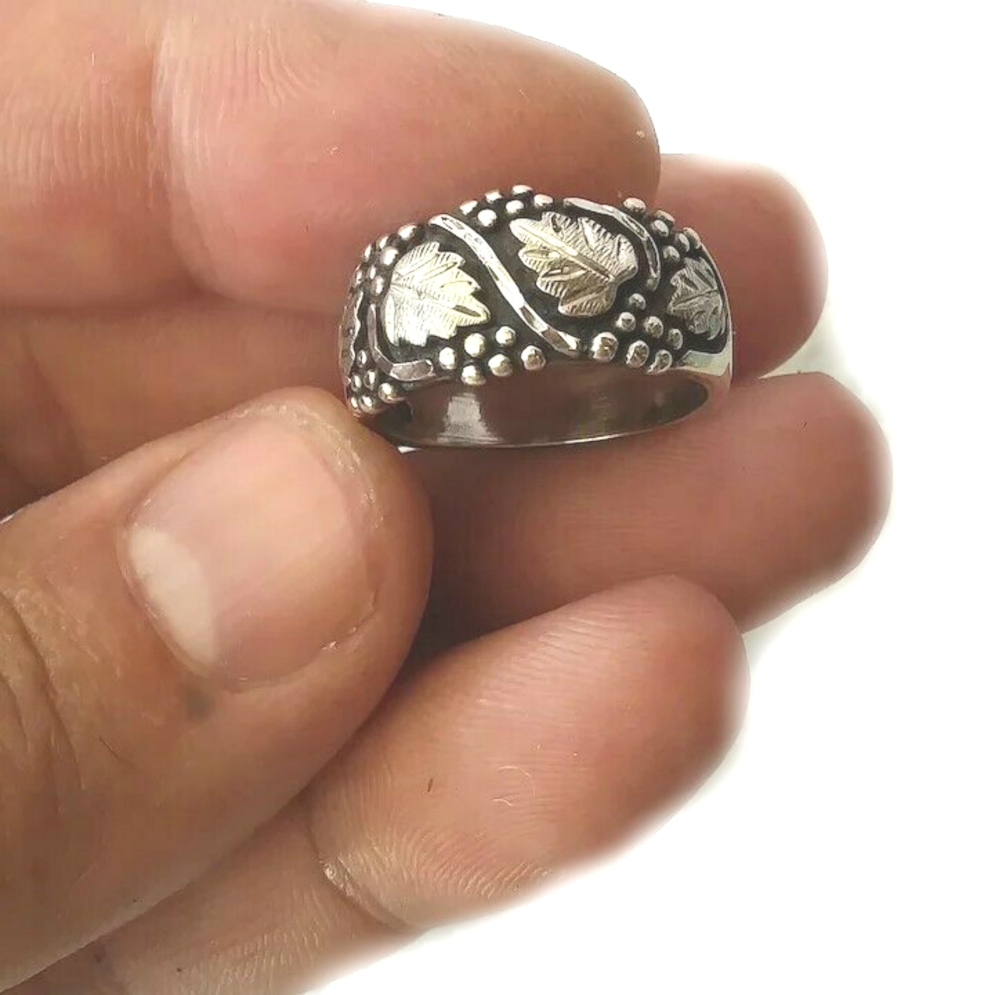 Grape Leaf Ring Silver Leaf Ring Leaf Wedding Band Grape | Etsy