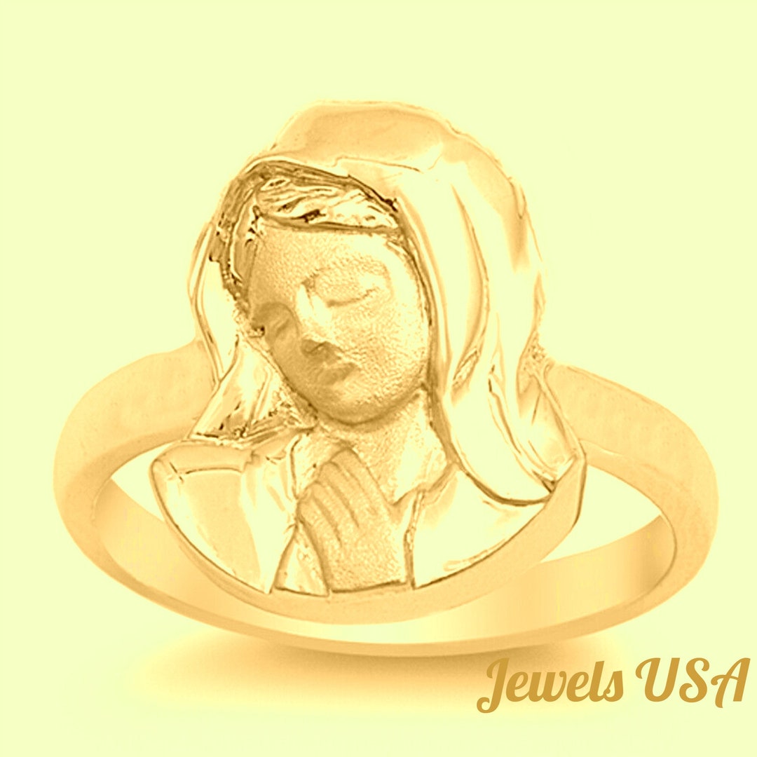 Virgin Mary Ring Gold, Immaculate Mary Ring, Gold Miraculous Ring ...