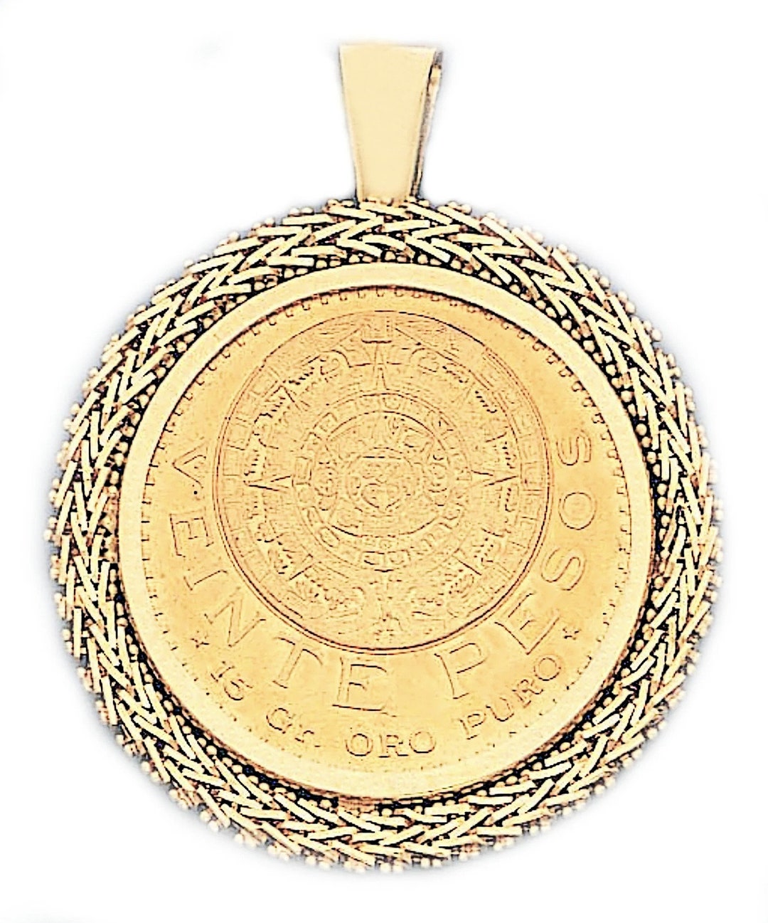 20 Pesos Coin Pendant, Gold Coin Jewelry, Veinte Pesos Gold Pendant ...