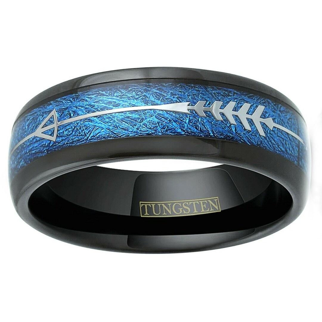 Blue Tungsten Carbide Ring, Tungsten Ring Men, Men's Wedding Band ...