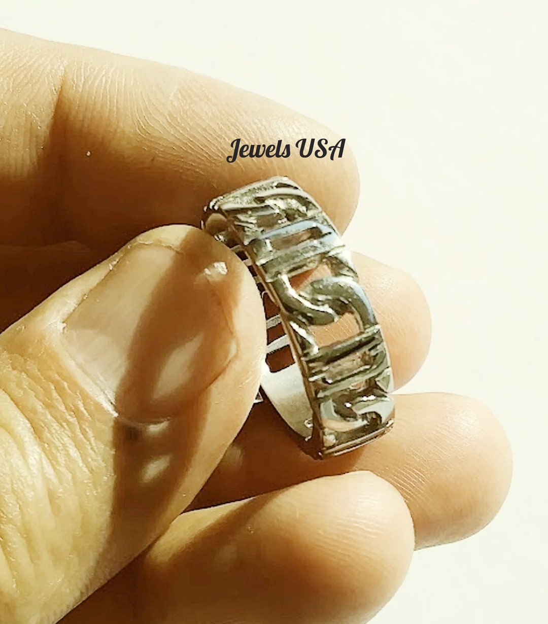 Link Ring Band, Chain Link Ring, Unisex Chain Ring, Silver Link Ring ...