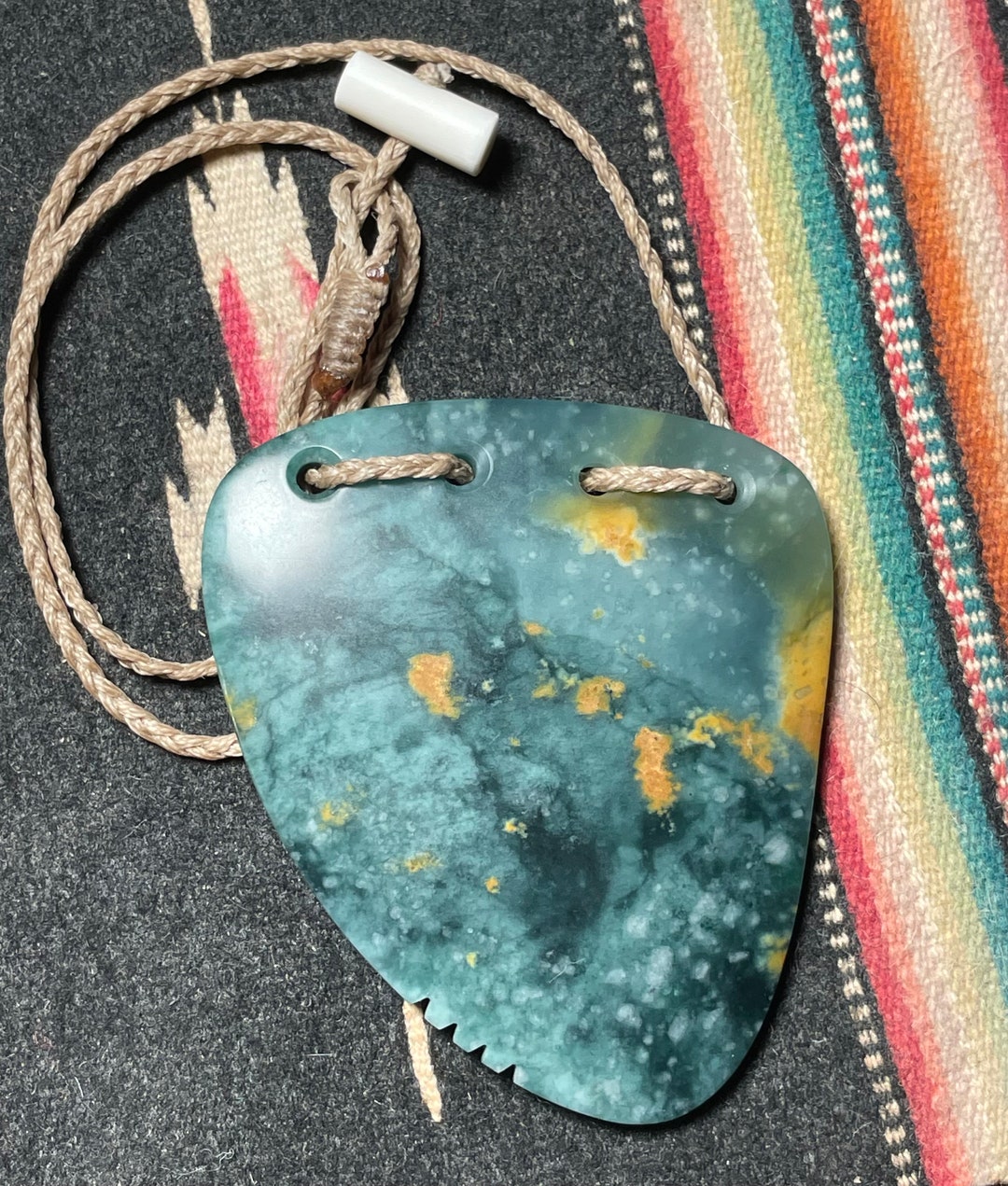 Large Guatemalan Jadeite Tooth Shaped Breastplate Pendant Necklace 66 ...