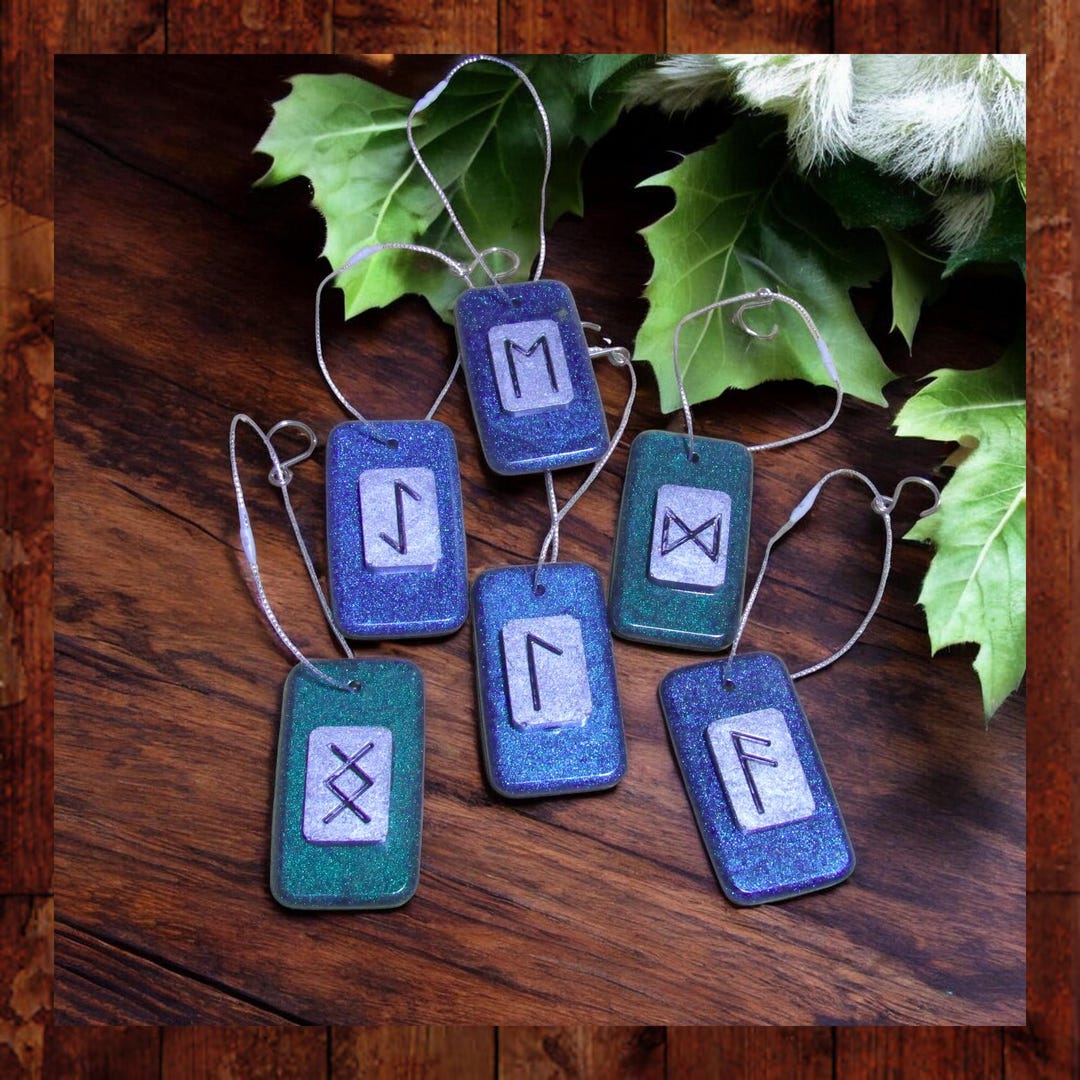 Set of Six Norse Rune Stone Yule Holiday Hanging Ornaments. - Etsy