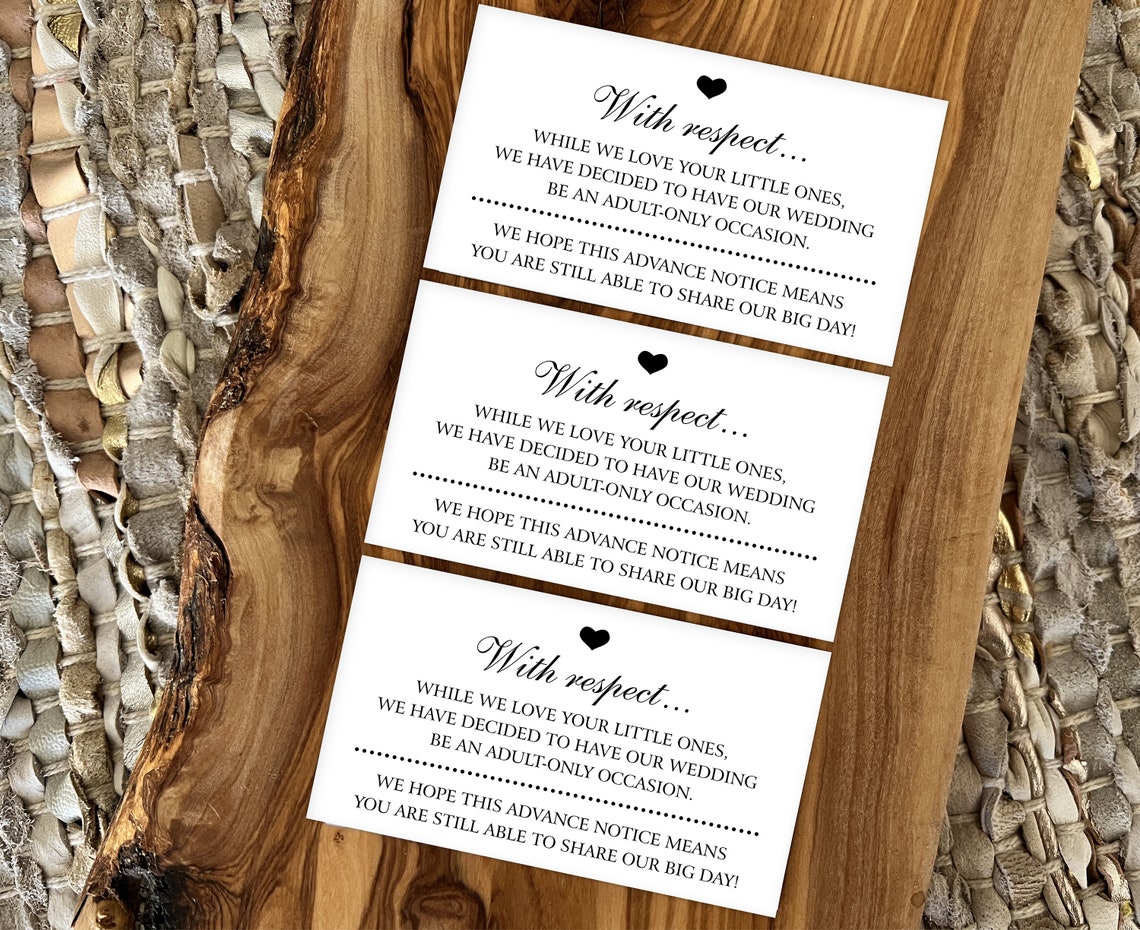Printable No Kids / No Children Allowed at Wedding Invitation | Etsy