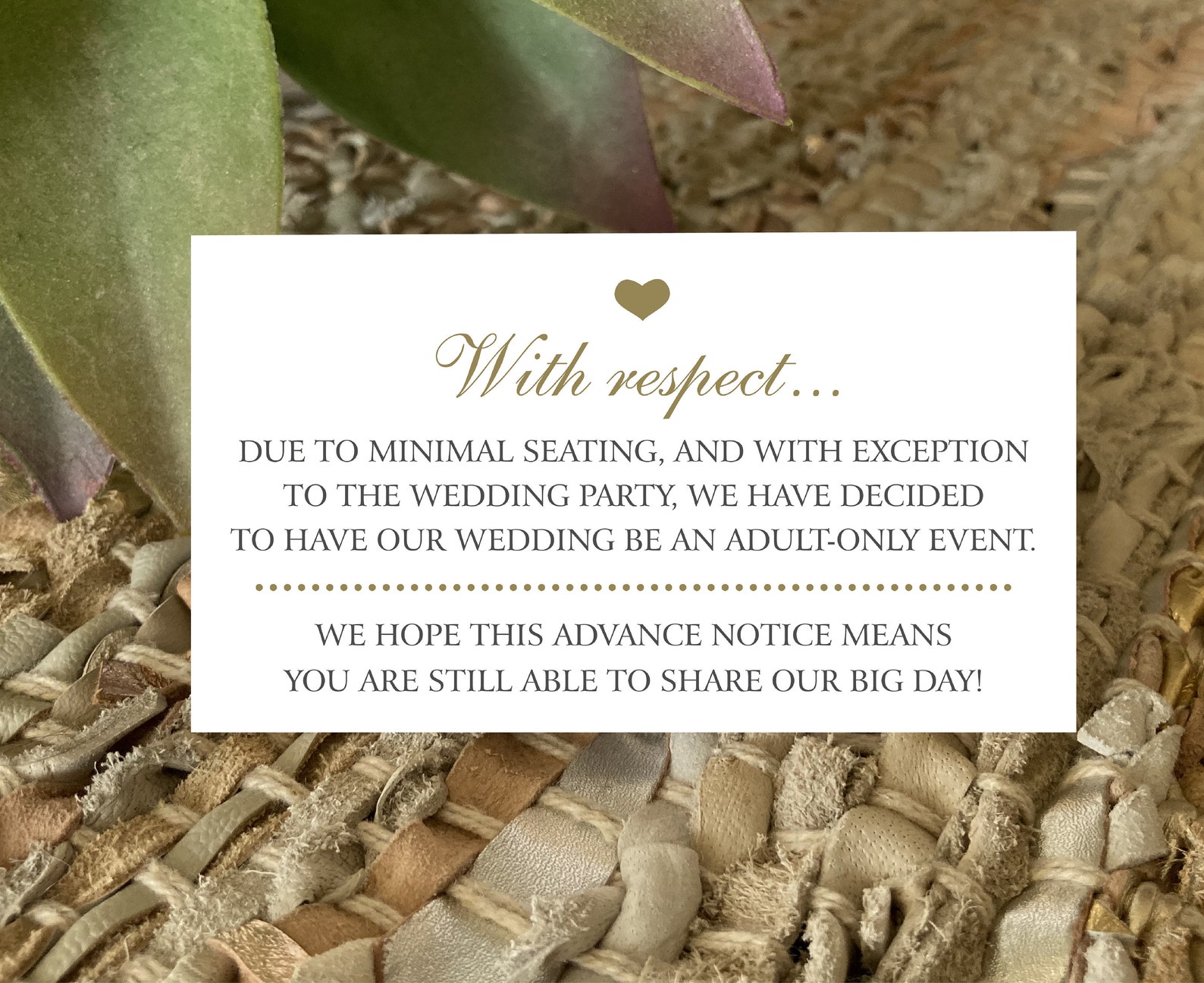 Printable Adults Only Wedding Invitation Insert Card / No Kids | Etsy