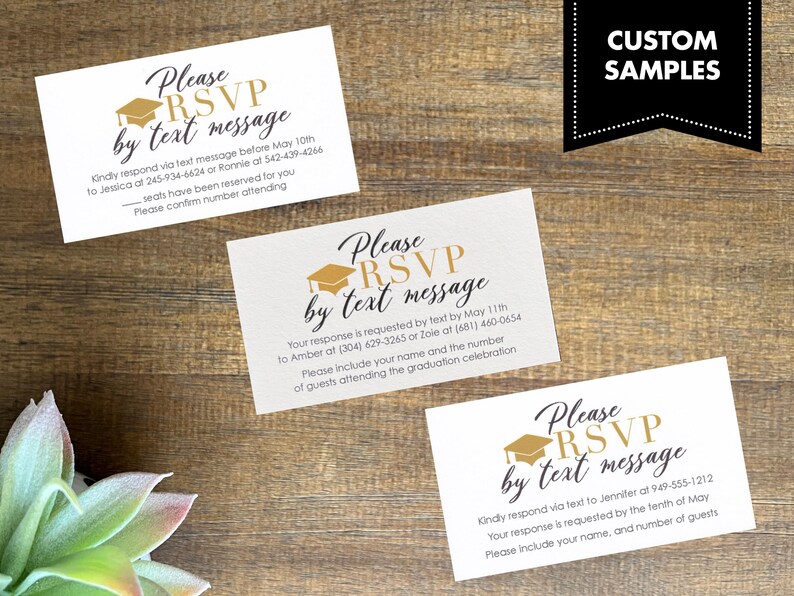 Graduation RSVP Cards | Response Cards for Grad Party | Reply by Text ...