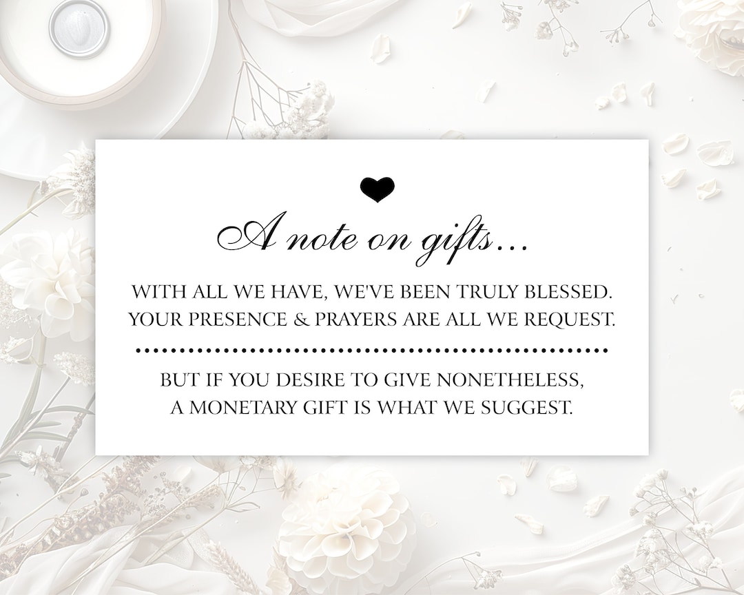 Request for Cash / Money Instead of Gifts, Monetary Gifts Card, A Note ...