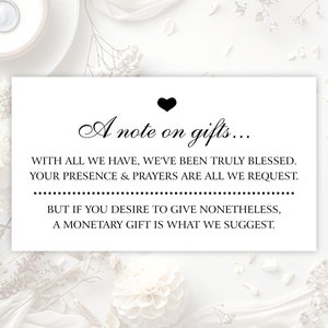 Request for Cash / Money Instead of Gifts, Monetary Gifts Card, A Note ...
