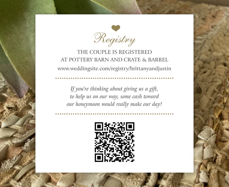 Printed Registry Cards With QR Code for Wedding Gift Registry - Etsy