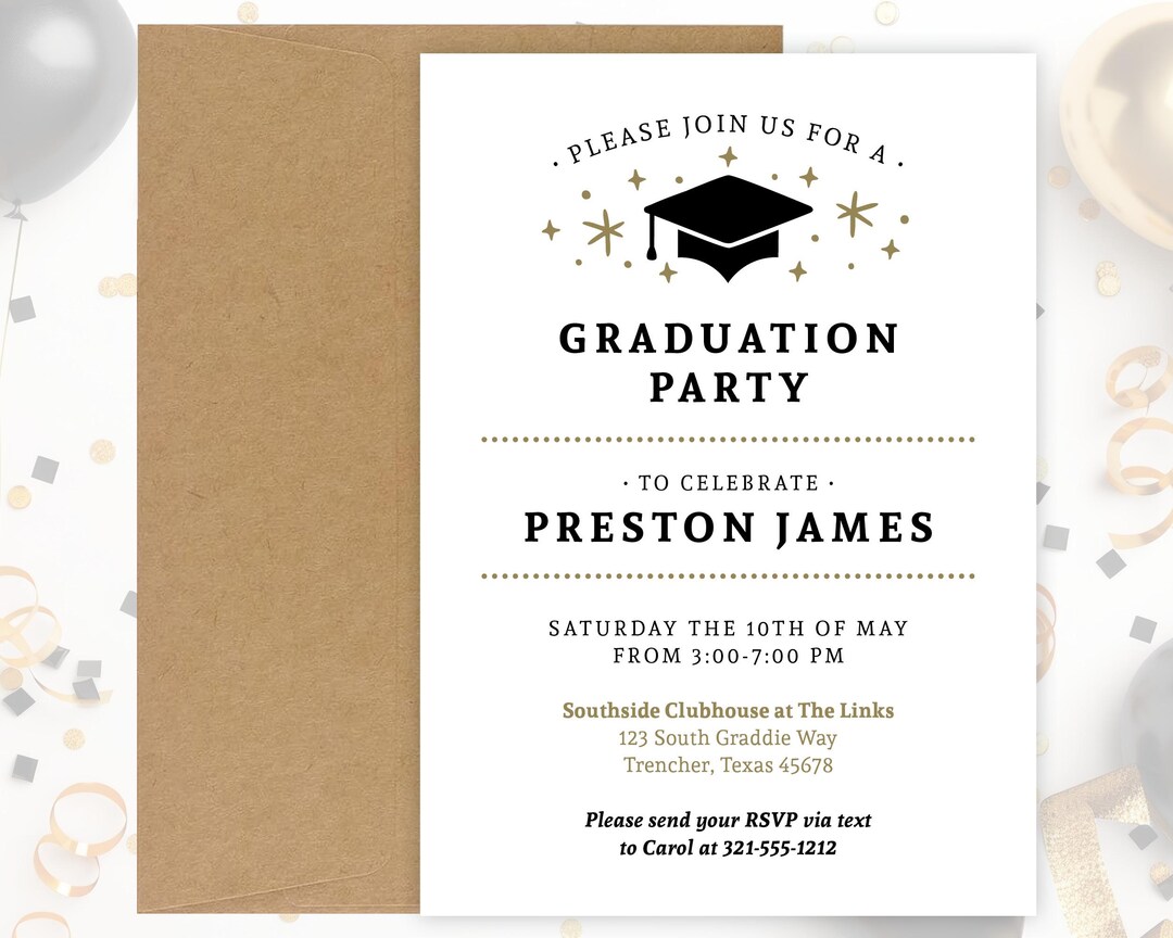 2025 Graduation Party Invitations (in Gold or School Colors ...