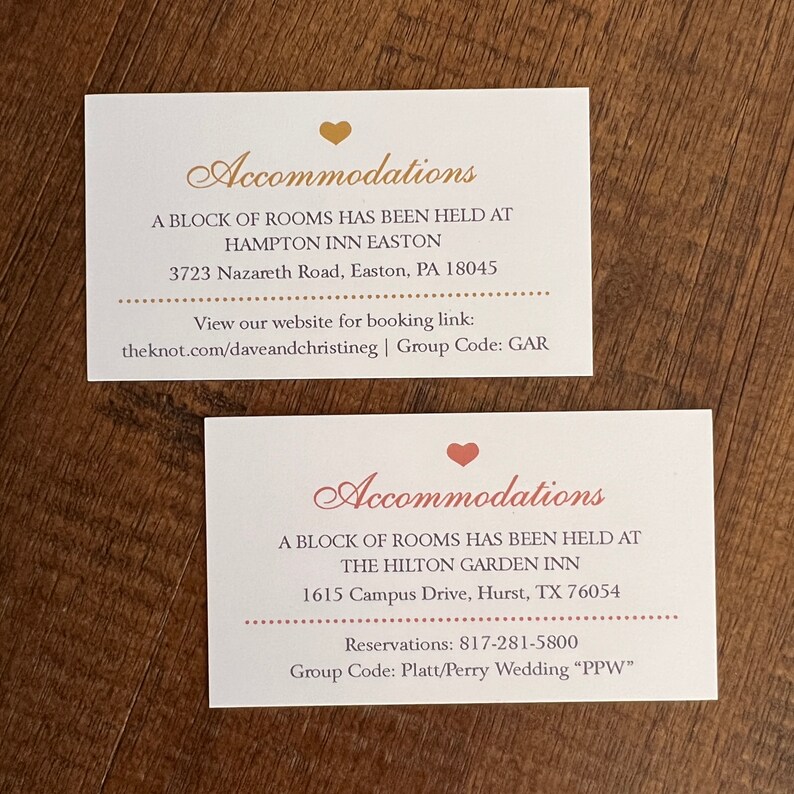Hotel Accommodations Card for Destination Wedding W/ Room - Etsy