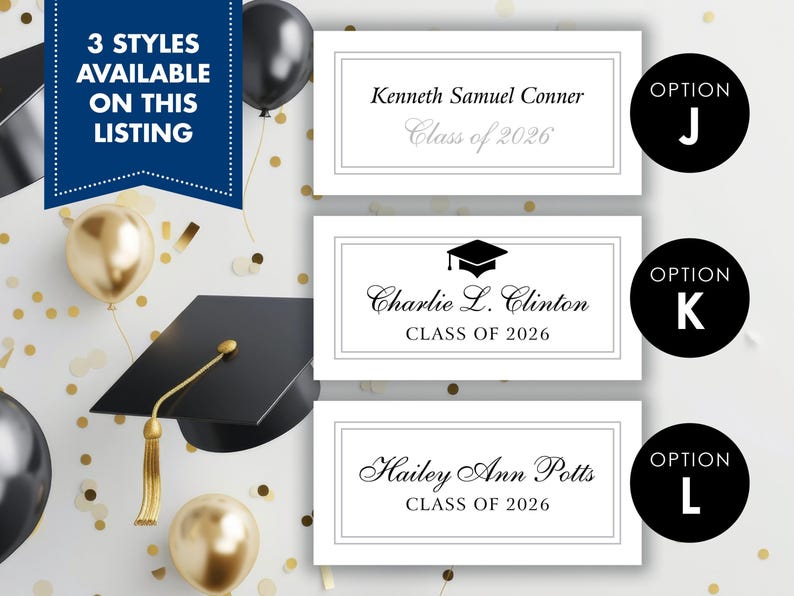 Formal Name Cards for Graduation Invitation & Announcement | Silver ...