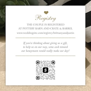 Printed Registry Cards With QR Code for Wedding Gift Registry Website ...