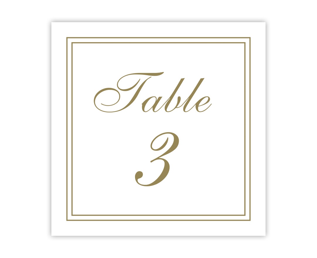 Gold Table Numbers With Border / Formal Wedding Table Number - Etsy