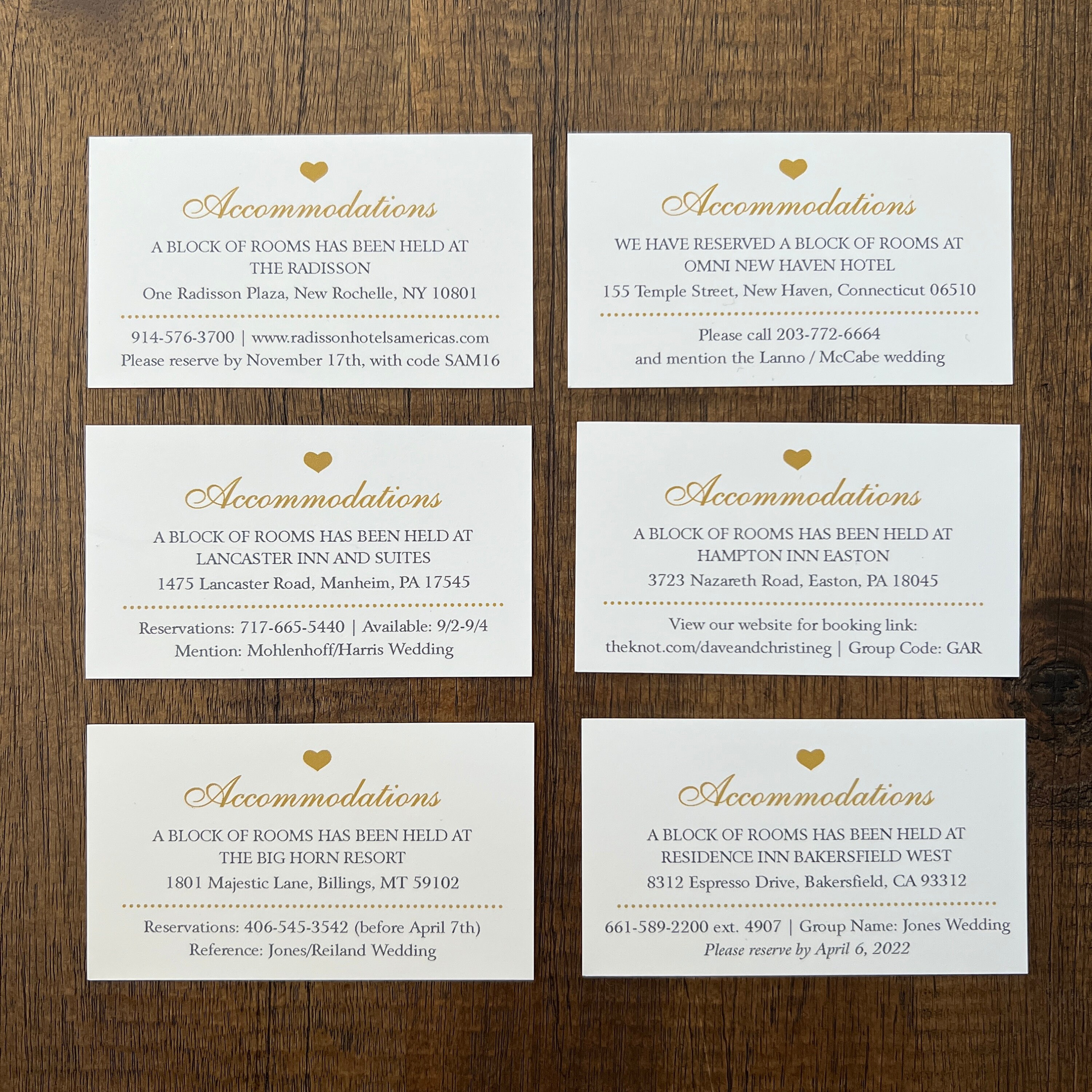 Invitations Printable Black & Gold Accommodations Card Printed ...