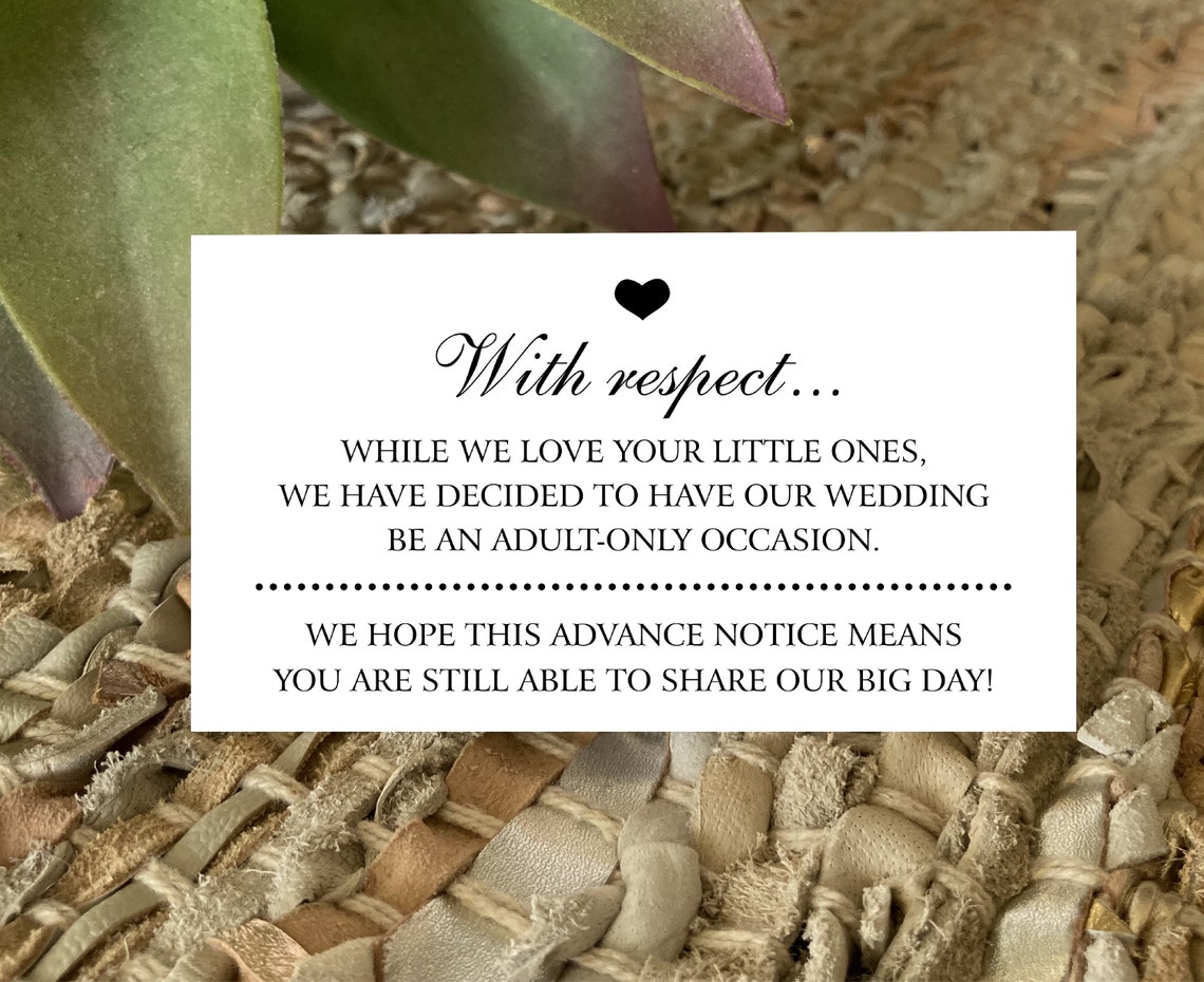 Printable No Kids / No Children Allowed at Wedding Invitation | Etsy