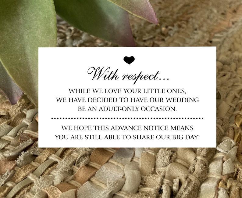 Printable No Kids / No Children Allowed at Wedding Invitation | Etsy