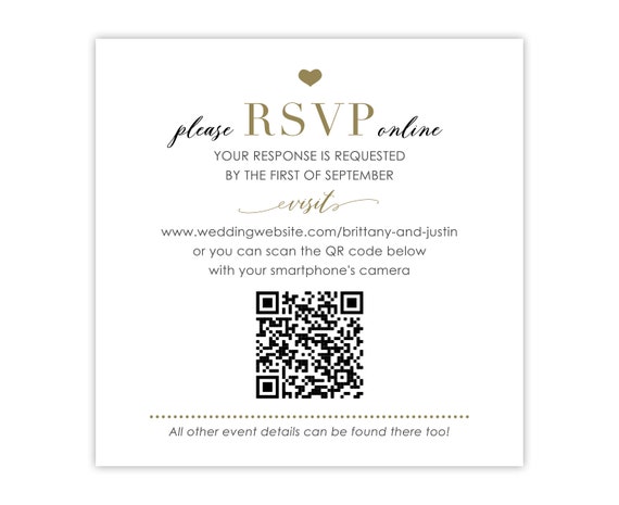 RSVP Card With QR Code for Online Response to Wedding - Etsy