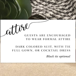 Wedding Attire Card | Wedding Dress Code Card | What to Wear to Wedding ...