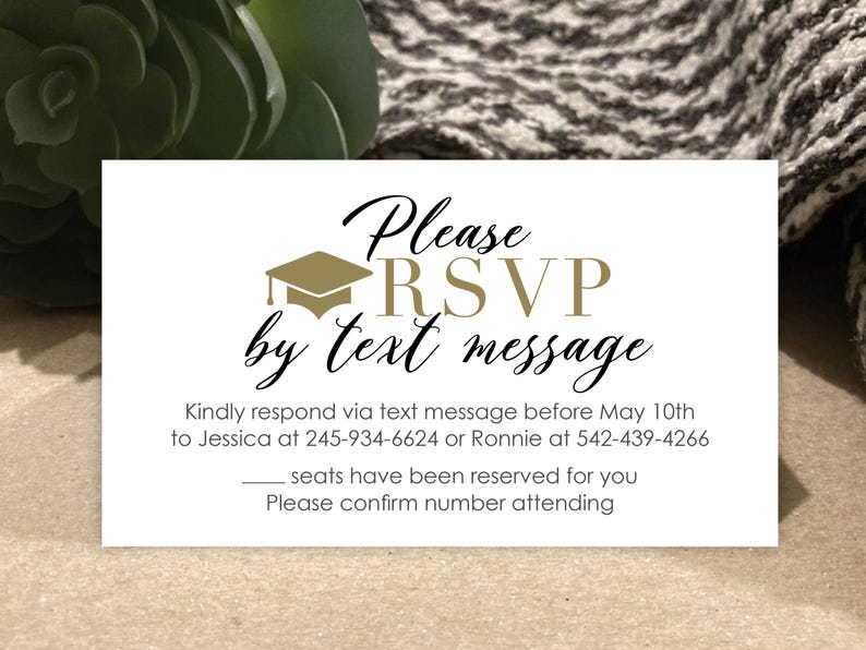 Graduation RSVP Cards | Response Cards for Grad Party | Reply by Text ...