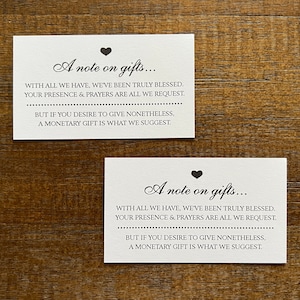 Request for Cash / Money Instead of Gifts | Monetary Gifts Card | A ...