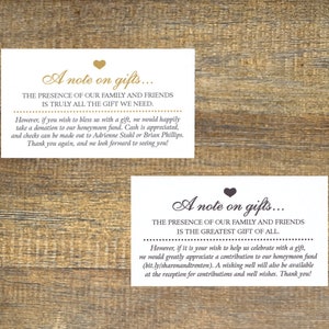 A Note on Gifts Wedding Invitation Enclosure Cards / Wishing Well ...