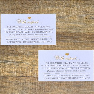 No Plus Ones at Wedding Invitation Insert Card | No Plus Ones Allowed ...