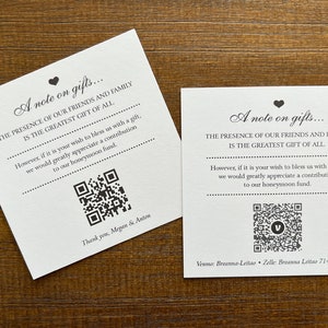 A Note on Gifts Card W/ Venmo QR Code | Request for Honeymoon Fund Cash ...