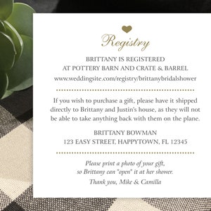 Display Shower Registry Card for Bridal Shower or Baby Shower ...