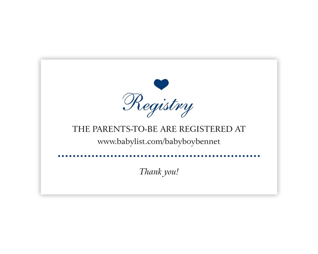 Baby Gift Registry Card for Baby Shower Invitation or Birth ...