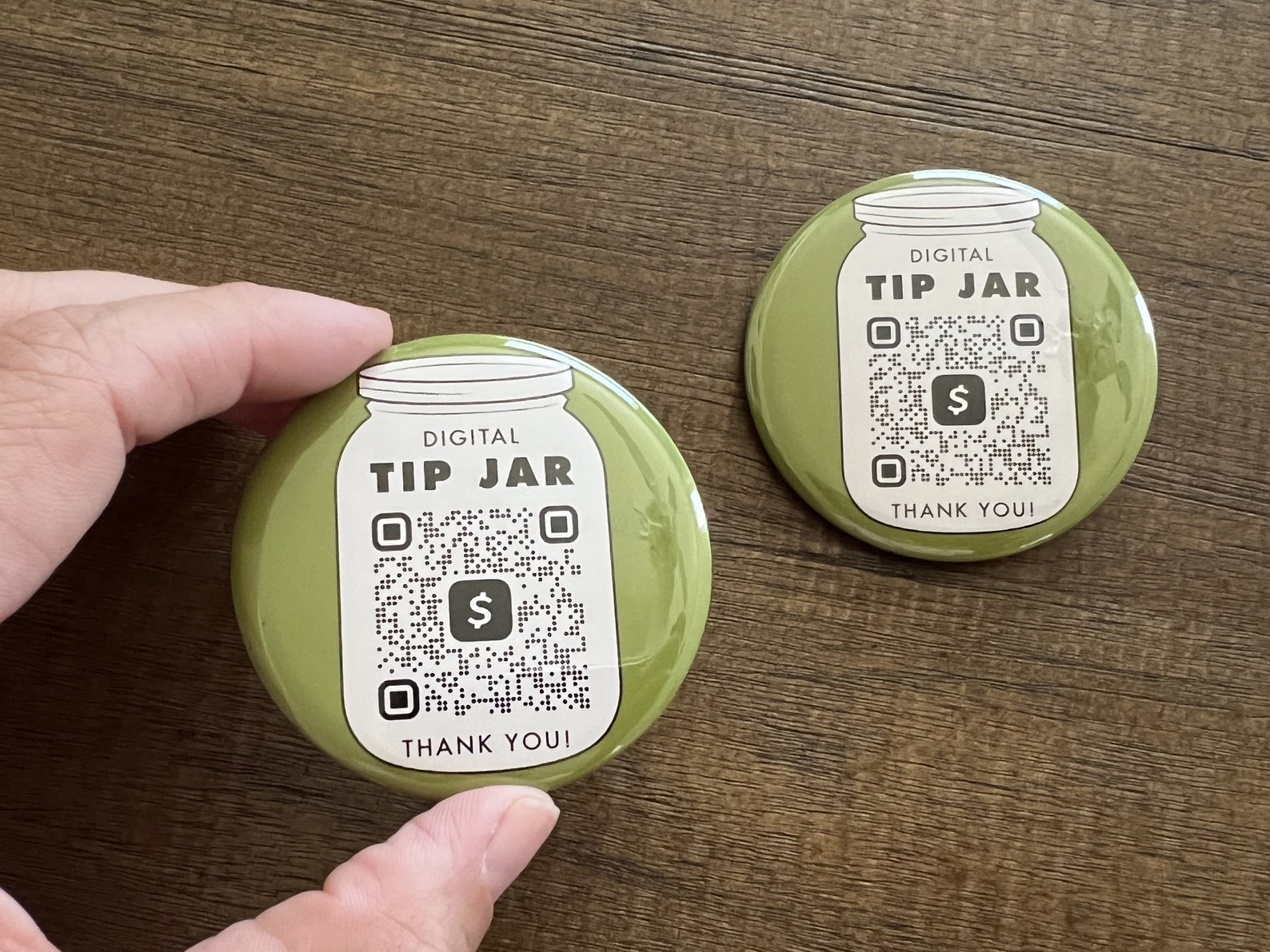 Tip Jar QR Code Button for Barista, Bartender, Budtender, Server ...