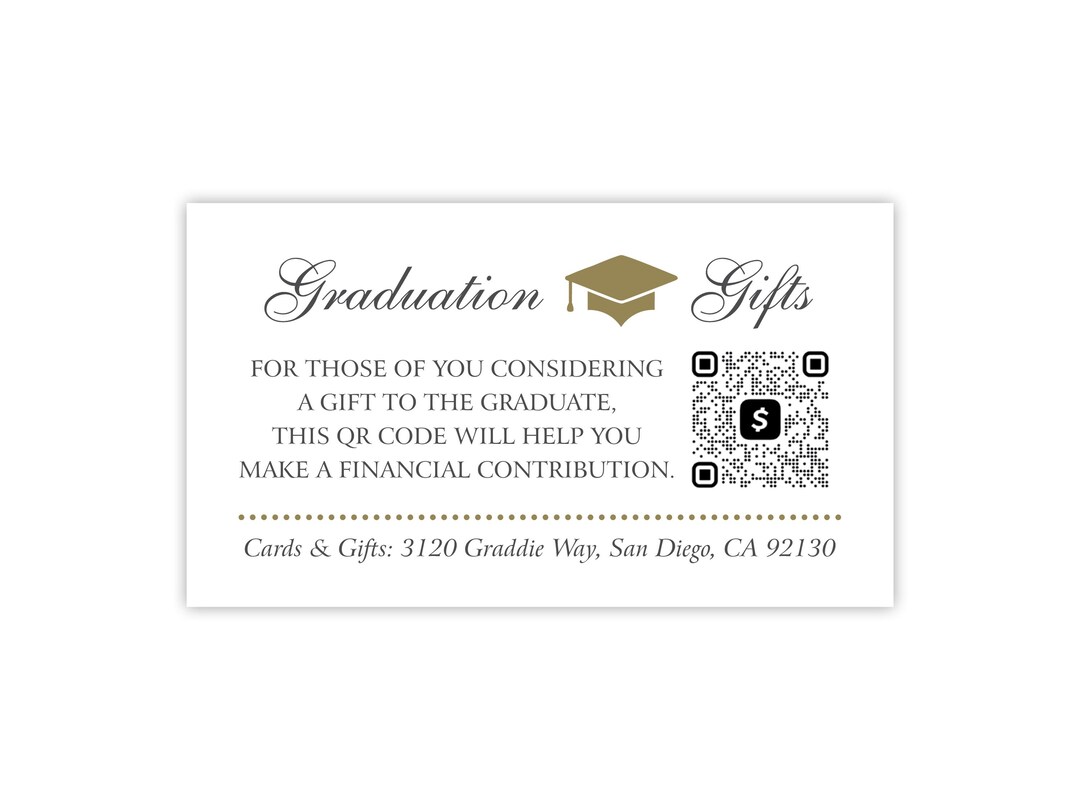 Cash for Graduation Registry Cards | Cash App or Venmo College Fund QR ...