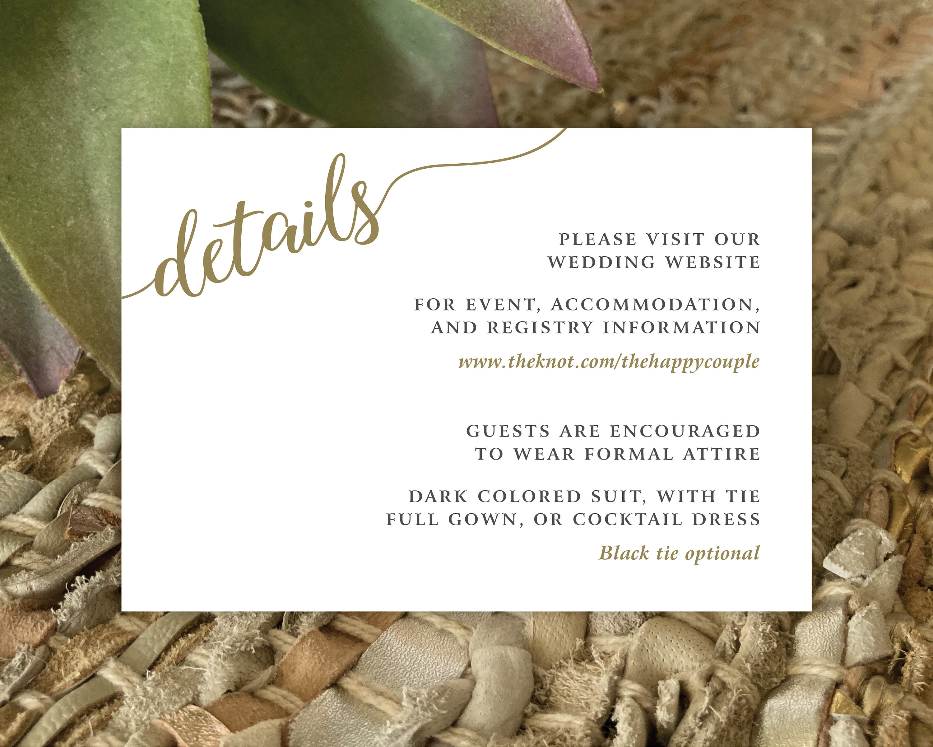 Wedding details card with dress attire 60 photos - Astyledwedding.com