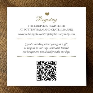 Printed Registry Cards With QR Code for Wedding Gift Registry - Etsy