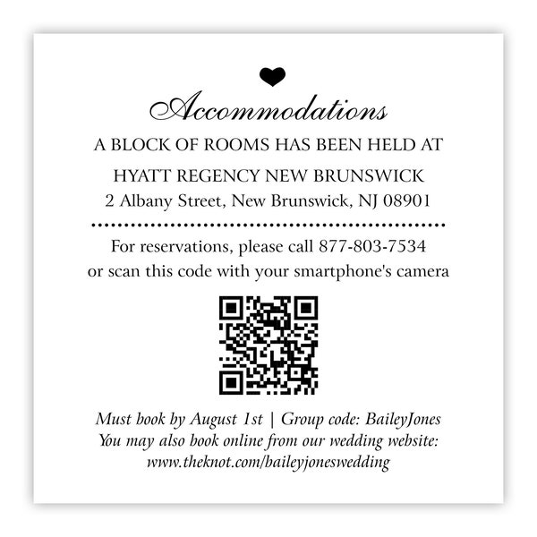 Wedding Hotel Room Block Card - Etsy