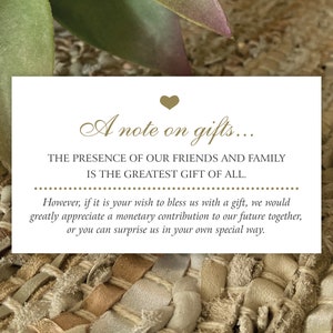 Printable Request for Cash Money Instead of Gifts at Wedding, Monetary ...