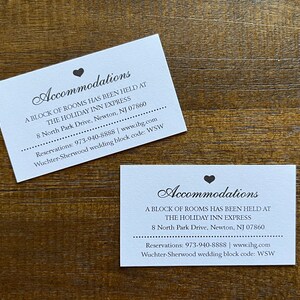 Hotel Accommodations Card for Destination Wedding W/ Room Block ...
