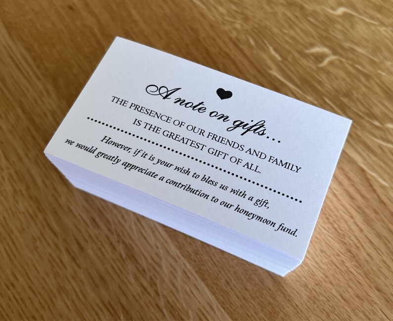 A Note on Gifts Wedding Invitation Enclosure Cards / Wishing - Etsy