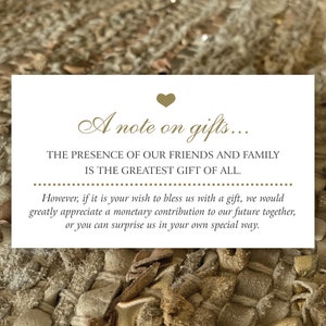 Printable Request for Cash Money Instead of Gifts at Wedding, Monetary ...