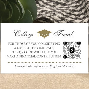 College Fund QR Code Card for High School Graduation Announcement ...