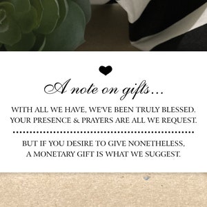 Request for Cash / Money Instead of Gifts, Monetary Gifts Card, A Note ...
