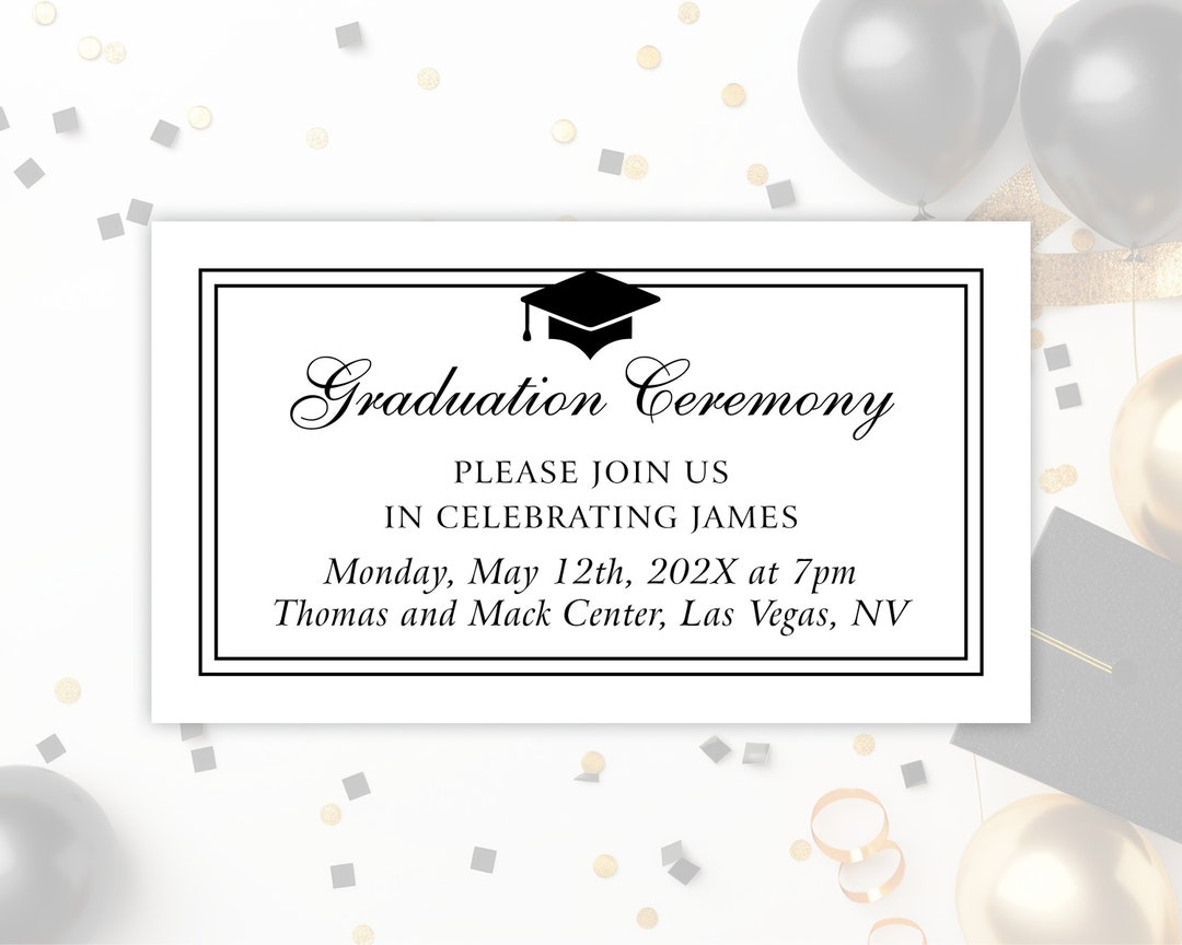 Graduation Ceremony Invitation Insert Card for Graduation Announcements ...