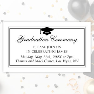Graduation Ceremony Invitation Insert Card for Graduation Announcements ...