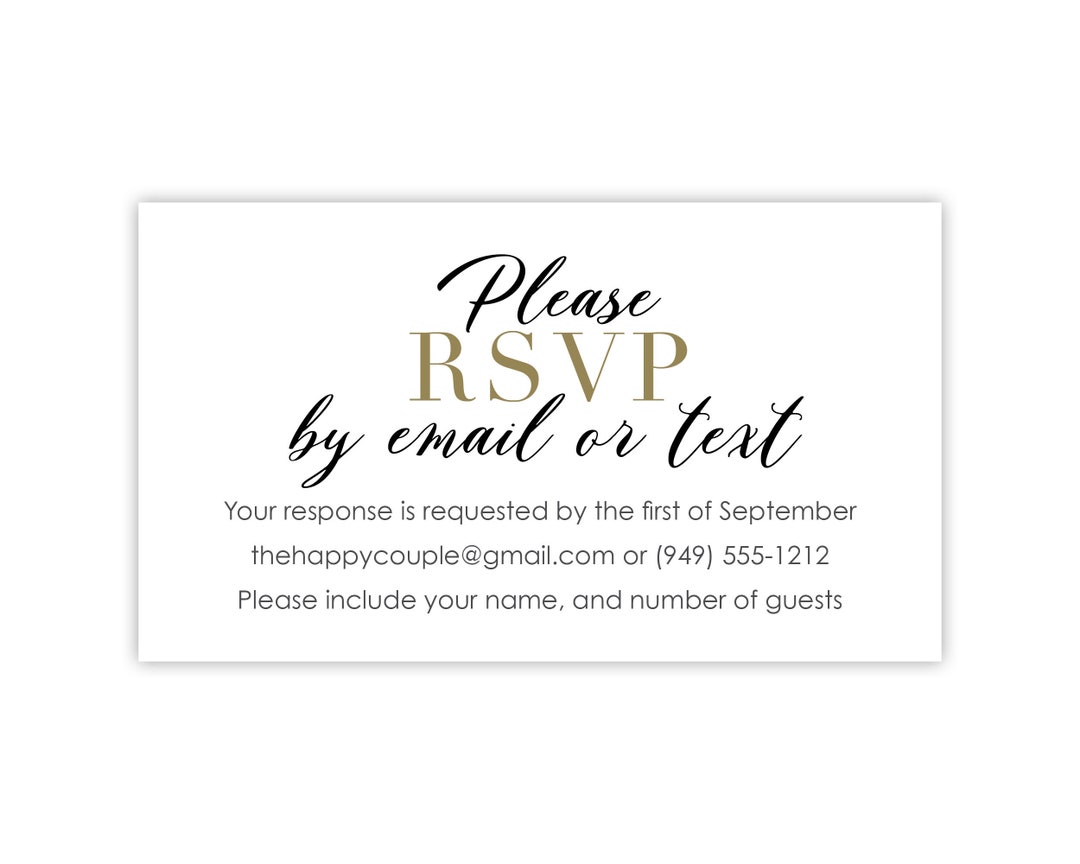 RSVP By Text Or RSVP By Email Cards Printed RSVP Cards Reply Cards 