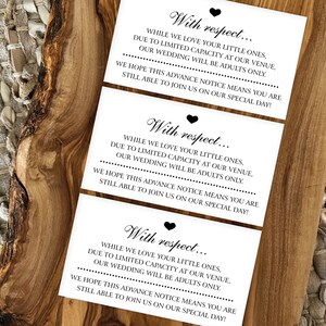 Printable No Kids / No Children Allowed at Wedding Invitation Insert ...