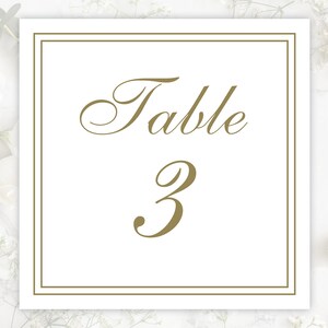 Gold Table Numbers With Border, Formal Wedding Table Number Cards ...