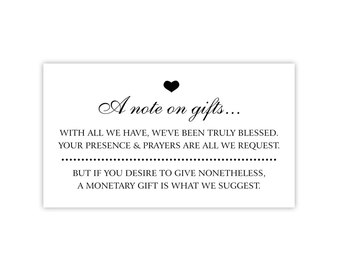 Request for Cash / Money Instead of Gifts, Monetary Gifts Card, A Note ...