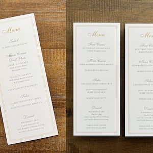 Wedding Menus Printed Formal Dinner Menus, Custom Wedding Reception ...